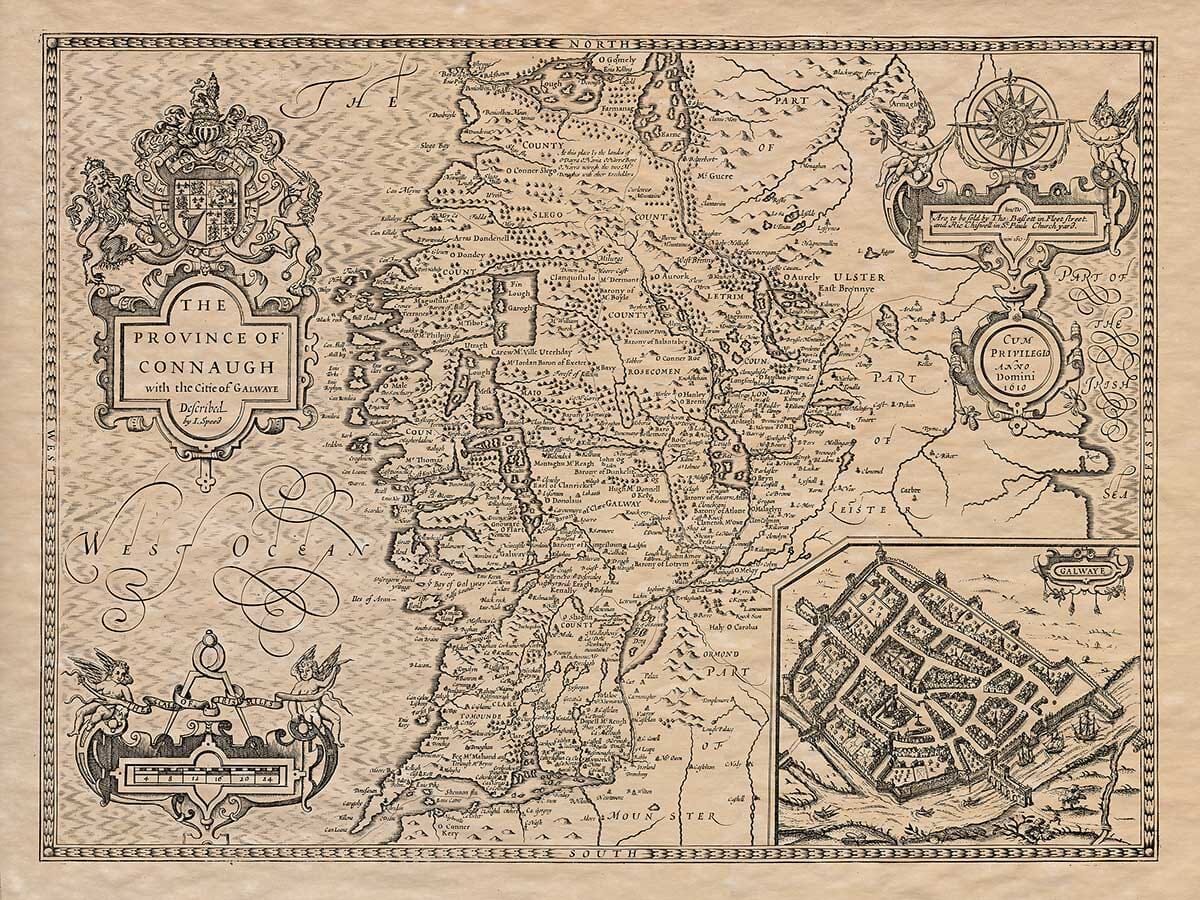 Connacht, Ireland - an old map by John Speed - The Old Map Company