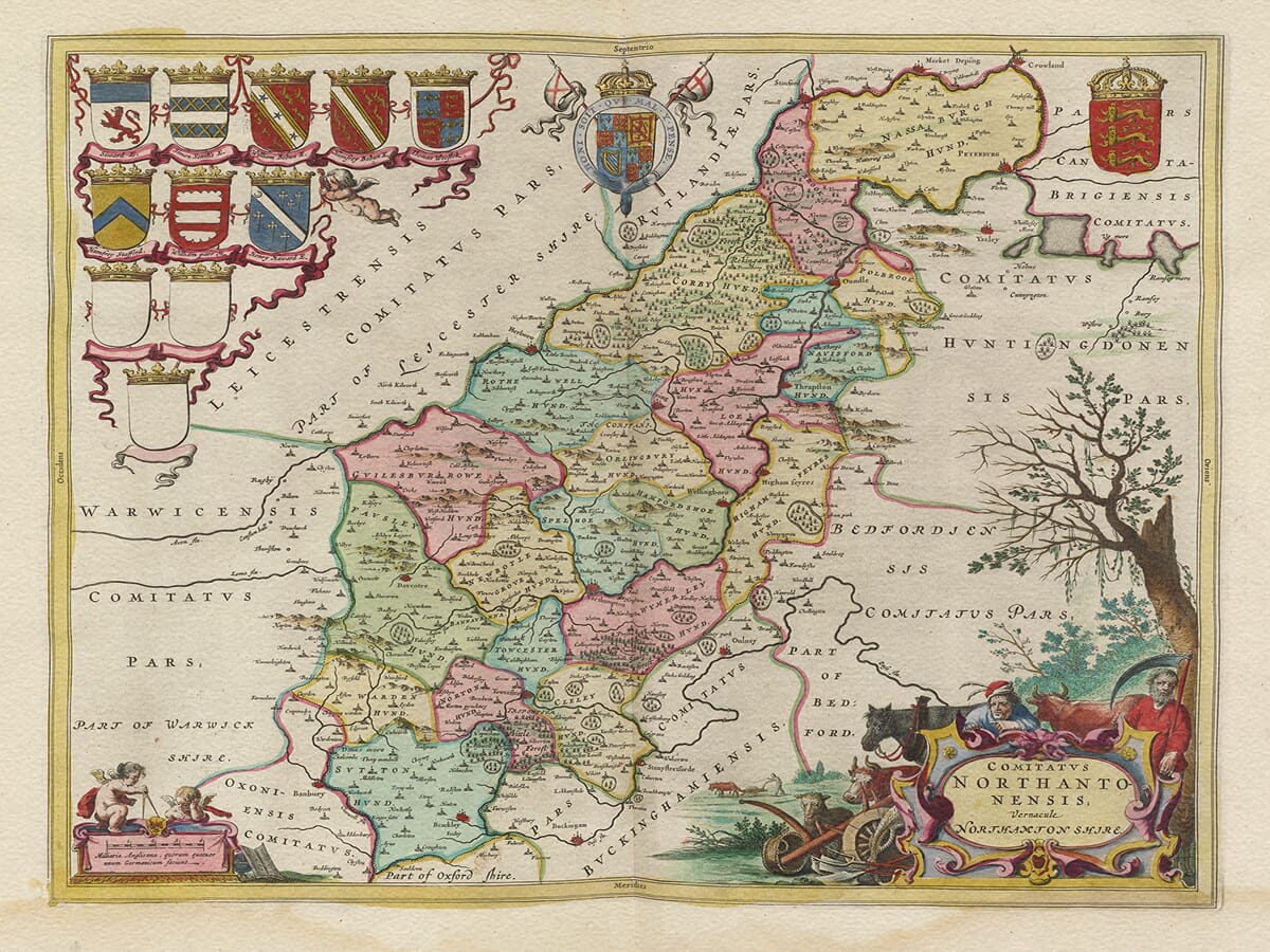 Northamptonshire - an old map by John Speed | The Old Map Company