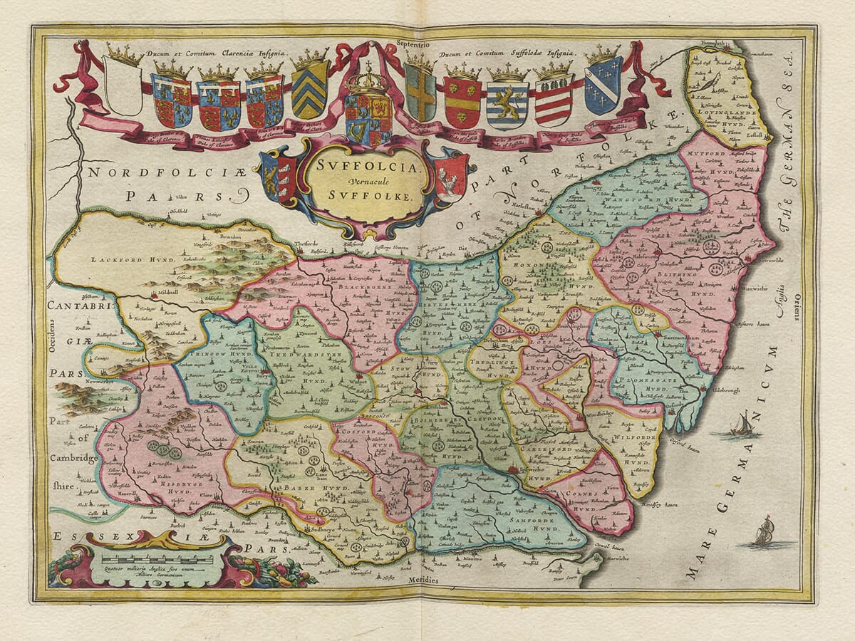 Suffolk – an old map by John Speed – The Old Map Company