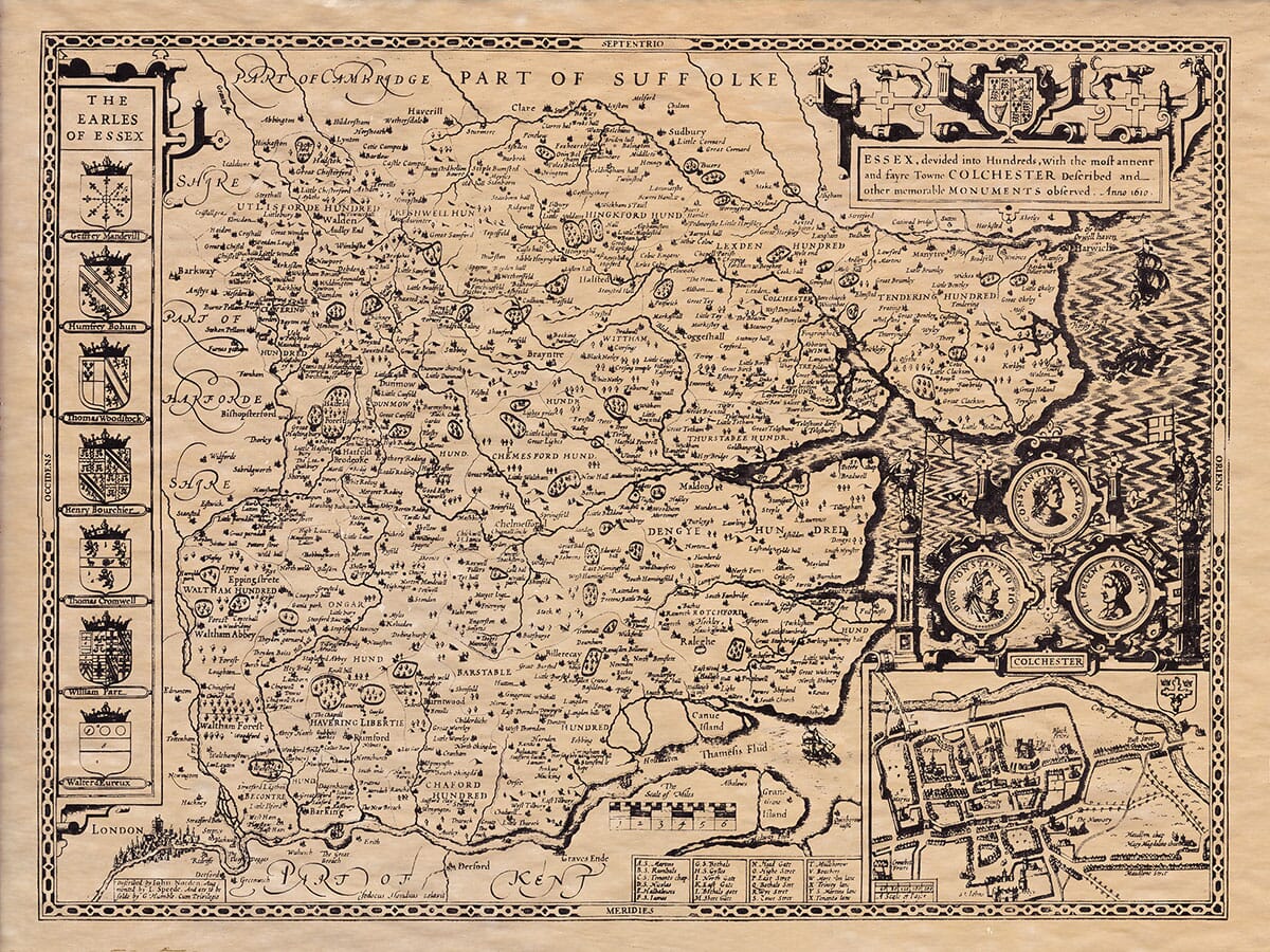 Essex An Old Map By John Speed The Old Map And Clock Company