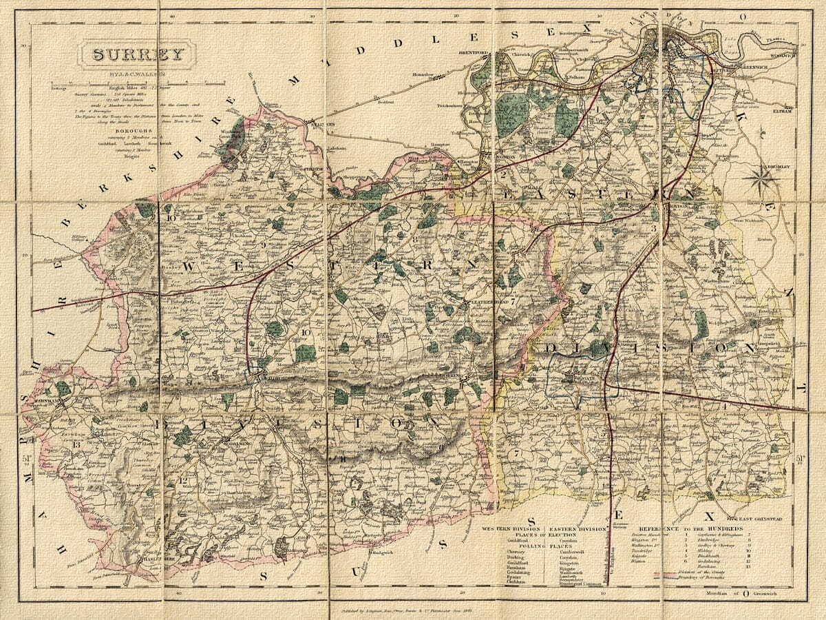 Surrey 1645 | The Old Map & Clock Company
