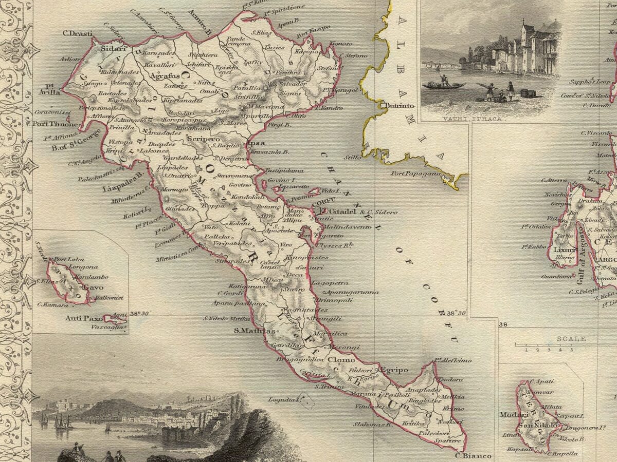 Old Map of Corfu, Greece | The Old Map & Clock Company